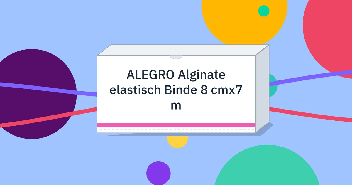 Symbolbild: Packung mit der Aufschrift ALEGRO Alginate elastisch Binde 8 cmx7 m (PZN 03645157) – Verfügbarkeit und Bezug in Apotheken in Frankfurt am Main
