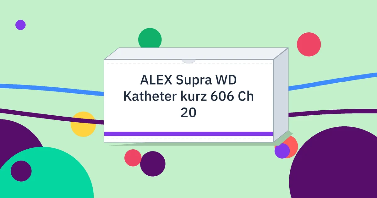 Symbolbild: Packung mit der Aufschrift ALEX Supra WD Katheter kurz 606 Ch 20 (PZN 02494822) – Verfügbarkeit und Bezug in Apotheken in Frankfurt am Main