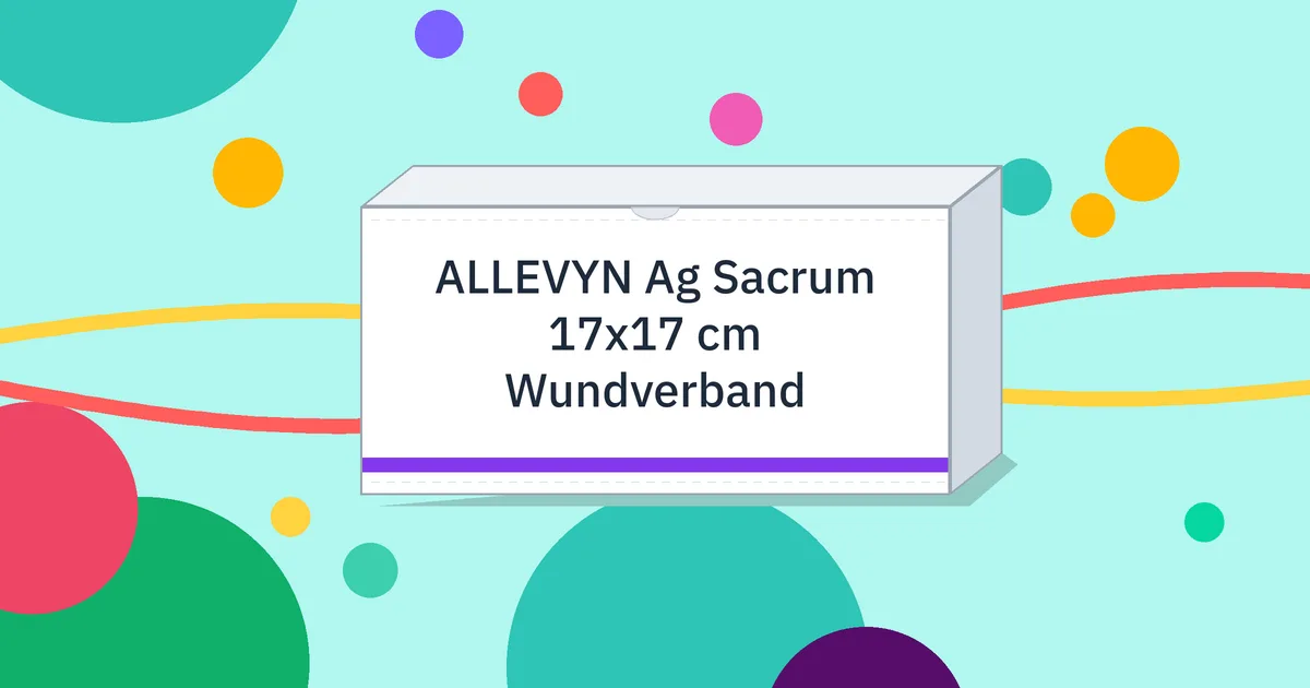 Symbolbild: Packung mit der Aufschrift ALLEVYN Ag Sacrum 17x17 cm Wundverband (PZN 14360104) – Verfügbarkeit und Bezug in Apotheken in Frankfurt am Main
