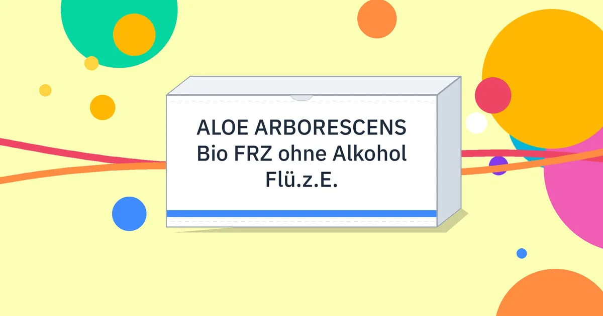 Symbolbild: Packung mit der Aufschrift ALOE ARBORESCENS Bio FRZ ohne Alkohol Flü.z.E. (PZN 17603872) – Verfügbarkeit und Bezug in Apotheken in Frankfurt am Main