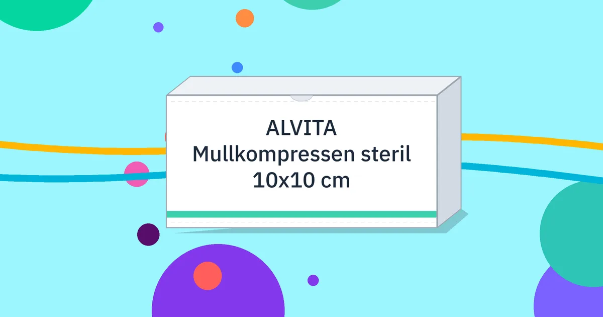 Symbolbild: Packung mit der Aufschrift ALVITA Mullkompressen steril 10x10 cm (PZN 16811290) – Verfügbarkeit und Bezug in Apotheken in Frankfurt am Main