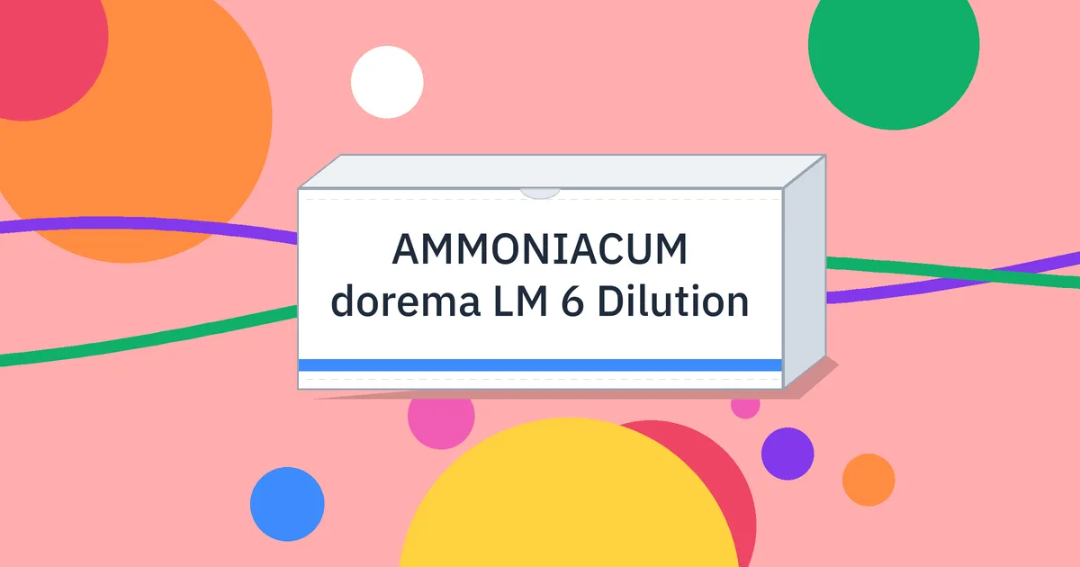 Symbolbild: Packung mit der Aufschrift AMMONIACUM dorema LM 6 Dilution (PZN 13318910) – Verfügbarkeit und Bezug in Apotheken in Frankfurt am Main