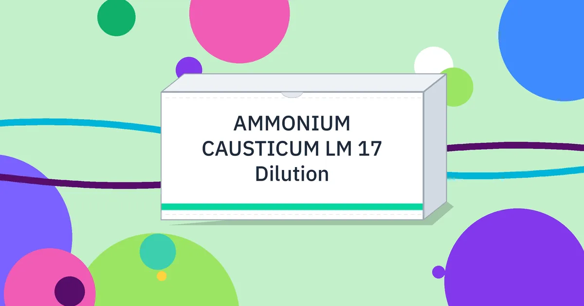 Symbolbild: Packung mit der Aufschrift AMMONIUM CAUSTICUM LM 17 Dilution (PZN 13320930) – Verfügbarkeit und Bezug in Apotheken in Frankfurt am Main