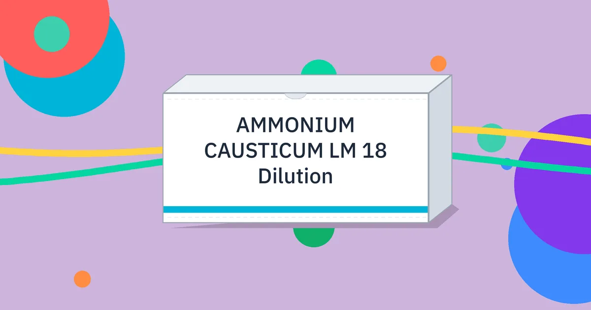 Symbolbild: Packung mit der Aufschrift AMMONIUM CAUSTICUM LM 18 Dilution (PZN 13320947) – Verfügbarkeit und Bezug in Apotheken in Frankfurt am Main
