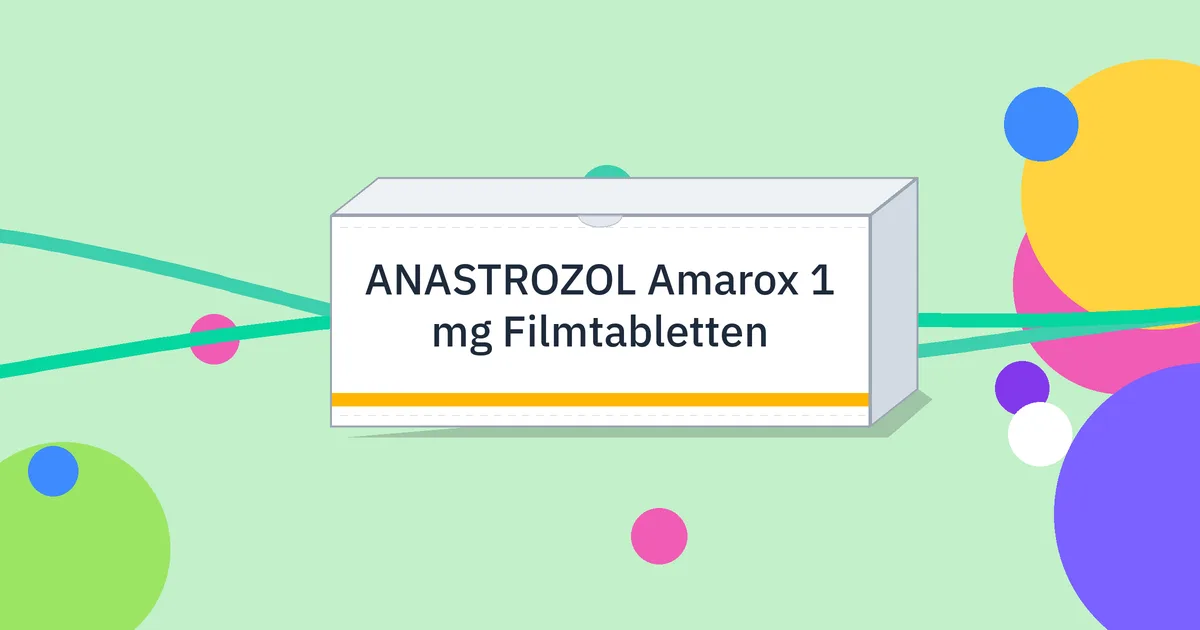 Symbolbild: Packung mit der Aufschrift ANASTROZOL Amarox 1 mg Filmtabletten (PZN 16804628) – Verfügbarkeit und Bezug in Apotheken in Frankfurt am Main