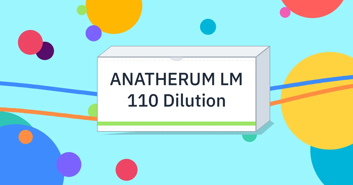 Symbolbild: Packung mit der Aufschrift ANATHERUM LM 110 Dilution (PZN 13329090) – Verfügbarkeit und Bezug in Apotheken in Frankfurt am Main