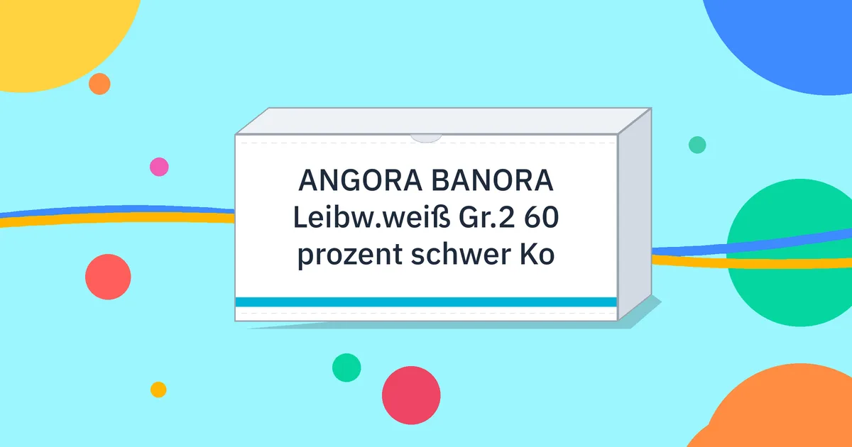 Symbolbild: Packung mit der Aufschrift ANGORA BANORA Leibw.weiß Gr.2 60 prozent schwer Ko (PZN 02769302) – Verfügbarkeit und Bezug in Apotheken in Frankfurt am Main