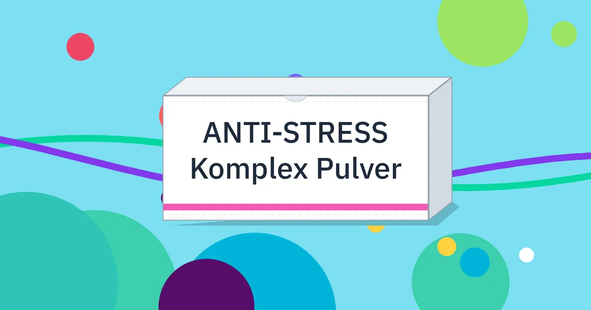 Symbolbild: Packung mit der Aufschrift ANTI-STRESS Komplex Pulver (PZN 20722764) – Verfügbarkeit und Bezug in Apotheken in Frankfurt am Main