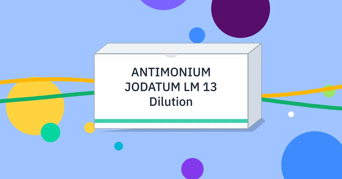 Symbolbild: Packung mit der Aufschrift ANTIMONIUM JODATUM LM 13 Dilution (PZN 12764240) – Verfügbarkeit und Bezug in Apotheken in Frankfurt am Main