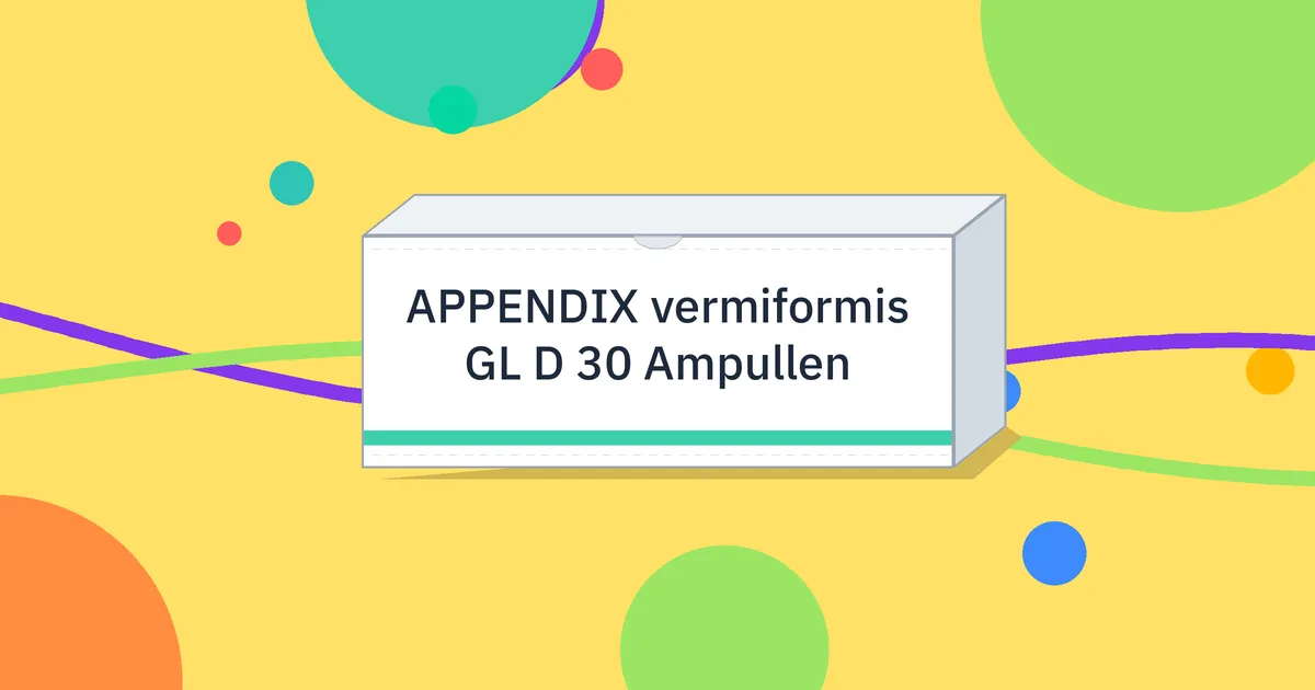 Symbolbild: Packung mit der Aufschrift APPENDIX vermiformis GL D 30 Ampullen (PZN 02901954) – Verfügbarkeit und Bezug in Apotheken in Frankfurt am Main