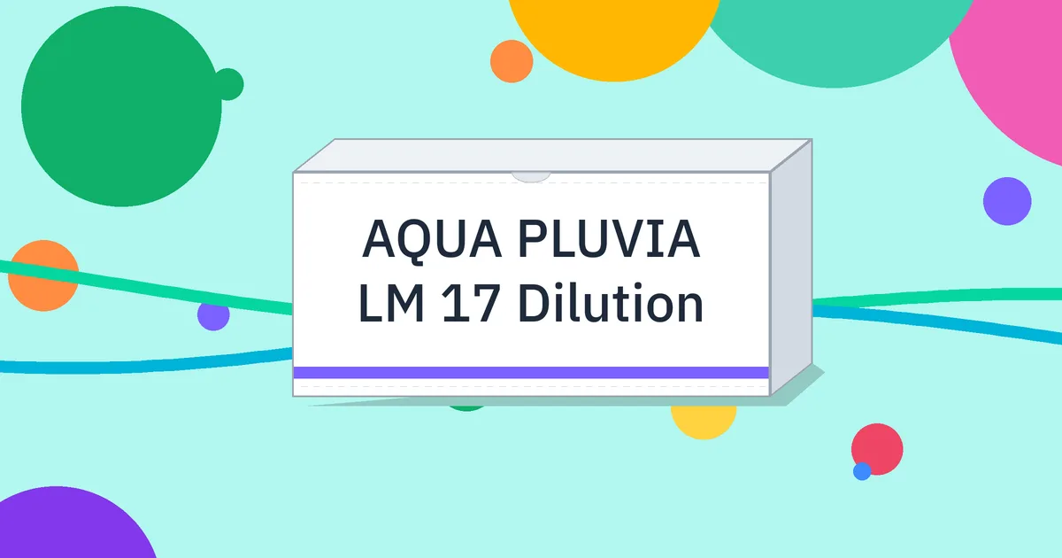 Symbolbild: Packung mit der Aufschrift AQUA PLUVIA LM 17 Dilution (PZN 12766026) – Verfügbarkeit und Bezug in Apotheken in Frankfurt am Main