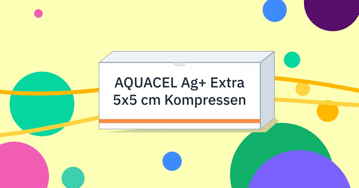 Symbolbild: Packung mit der Aufschrift AQUACEL Ag+ Extra 5x5 cm Kompressen (PZN 18126233) – Verfügbarkeit und Bezug in Apotheken in Frankfurt am Main