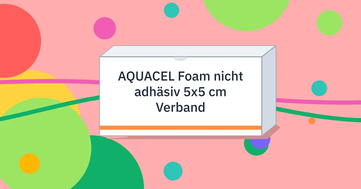 Symbolbild: Packung mit der Aufschrift AQUACEL Foam nicht adhäsiv 5x5 cm Verband (PZN 19698569) – Verfügbarkeit und Bezug in Apotheken in Frankfurt am Main