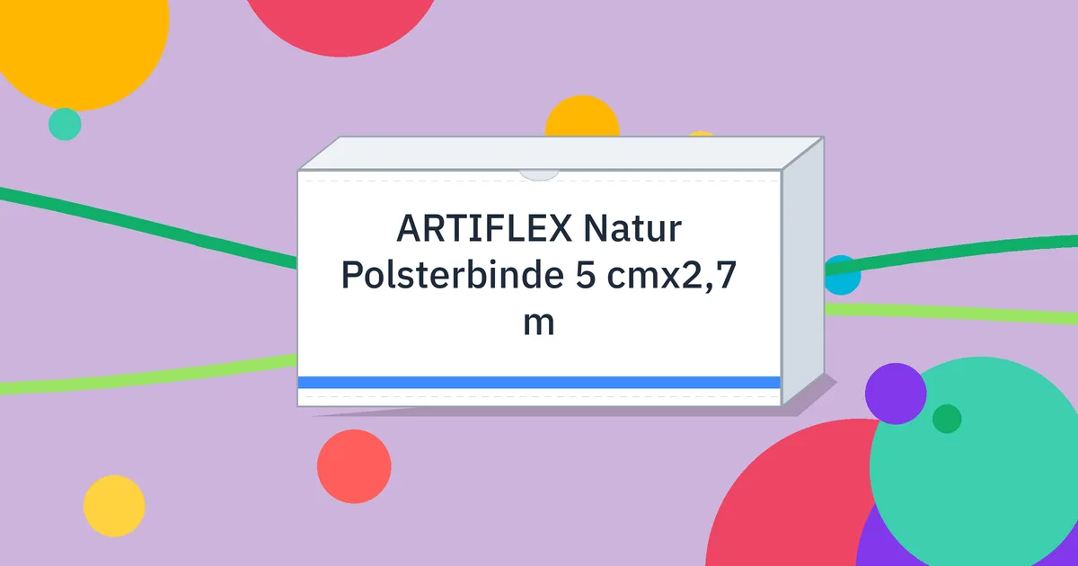 Symbolbild: Packung mit der Aufschrift ARTIFLEX Natur Polsterbinde 5 cmx2,7 m (PZN 00196173) – Verfügbarkeit und Bezug in Apotheken in Frankfurt am Main