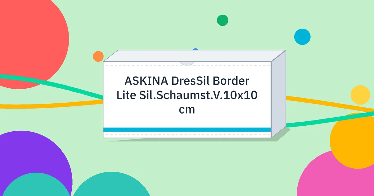Symbolbild: Packung mit der Aufschrift ASKINA DresSil Border Lite Sil.Schaumst.V.10x10 cm (PZN 17902221) – Verfügbarkeit und Bezug in Apotheken in Frankfurt am Main