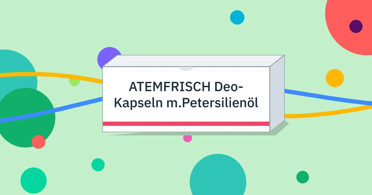 Symbolbild: Packung mit der Aufschrift ATEMFRISCH Deo-Kapseln m.Petersilienöl (PZN 13242147) – Verfügbarkeit und Bezug in Apotheken in Frankfurt am Main