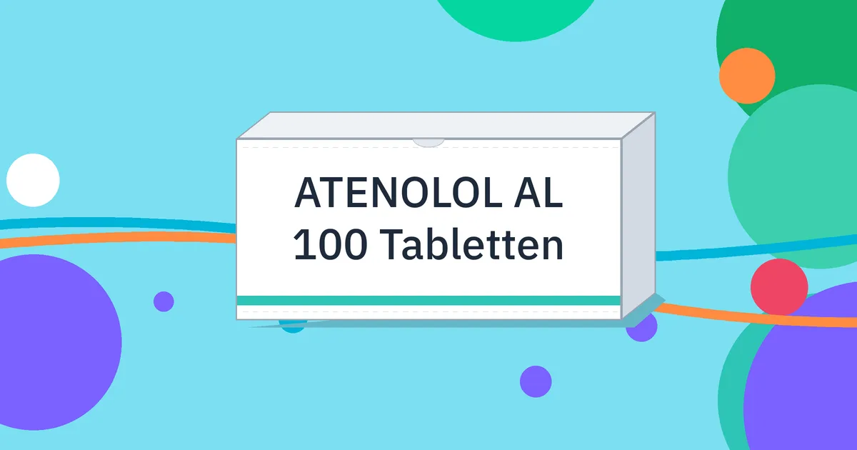 Symbolbild: Packung mit der Aufschrift ATENOLOL AL 100 Tabletten (PZN 00209094) – Verfügbarkeit und Bezug in Apotheken in Frankfurt am Main