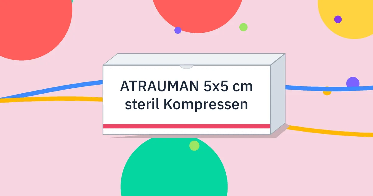 Symbolbild: Packung mit der Aufschrift ATRAUMAN 5x5 cm steril Kompressen (PZN 18043346) – Verfügbarkeit und Bezug in Apotheken in Frankfurt am Main