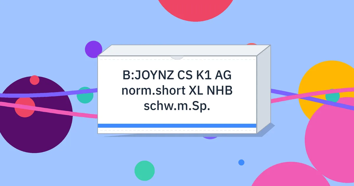 Symbolbild: Packung mit der Aufschrift B:JOYNZ CS K1 AG norm.short XL NHB schw.m.Sp. (PZN 20530964) – Verfügbarkeit und Bezug in Apotheken in Frankfurt am Main