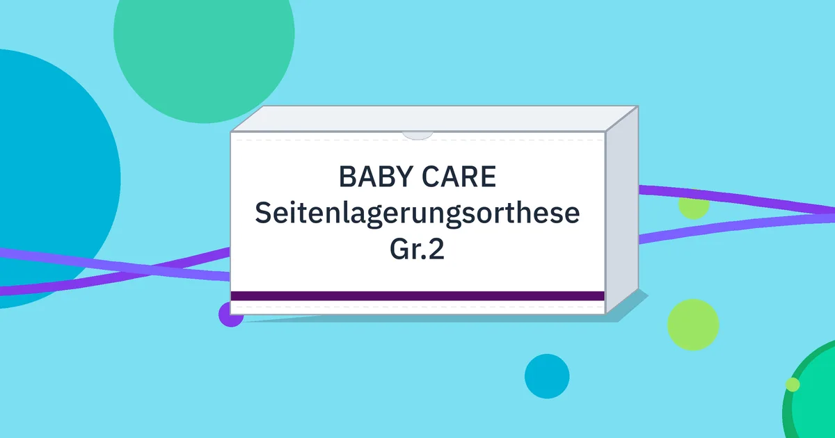 Symbolbild: Packung mit der Aufschrift BABY CARE Seitenlagerungsorthese Gr.2 (PZN 09667817) – Verfügbarkeit und Bezug in Apotheken in Frankfurt am Main