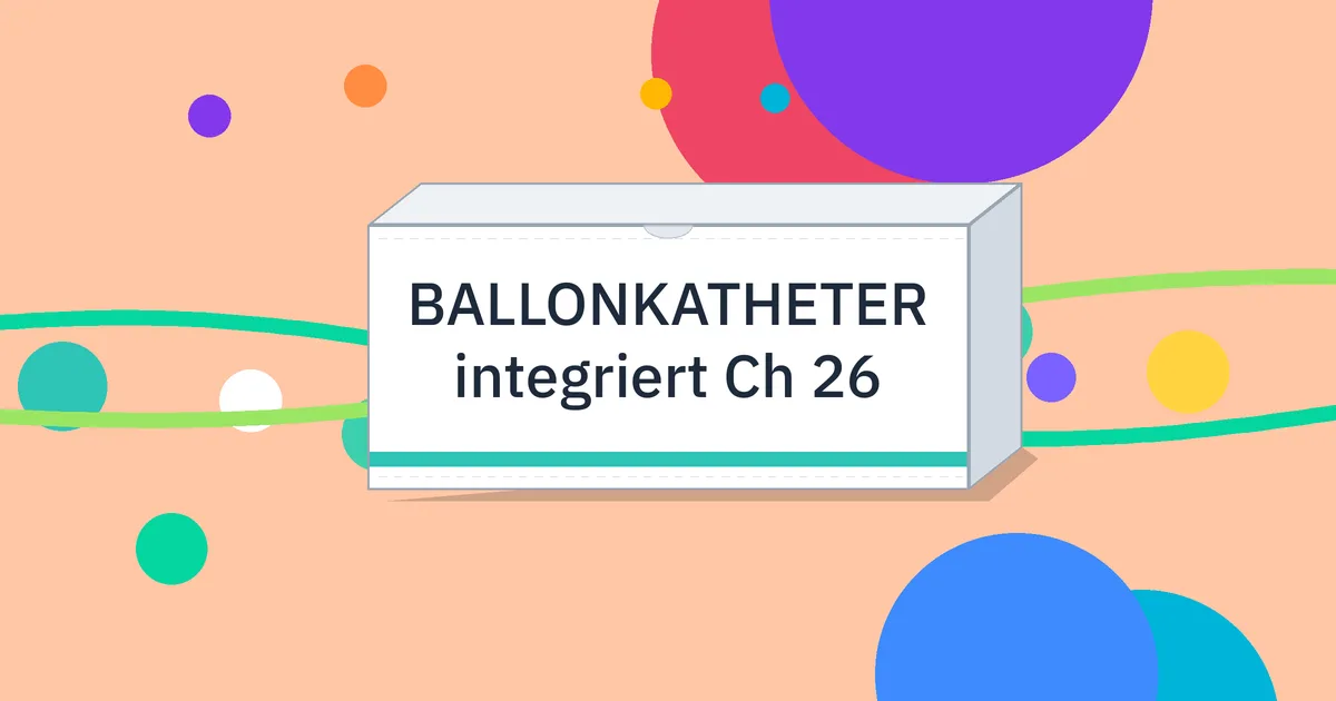 Symbolbild: Packung mit der Aufschrift BALLONKATHETER integriert Ch 26 (PZN 00019040) – Verfügbarkeit und Bezug in Apotheken in Frankfurt am Main