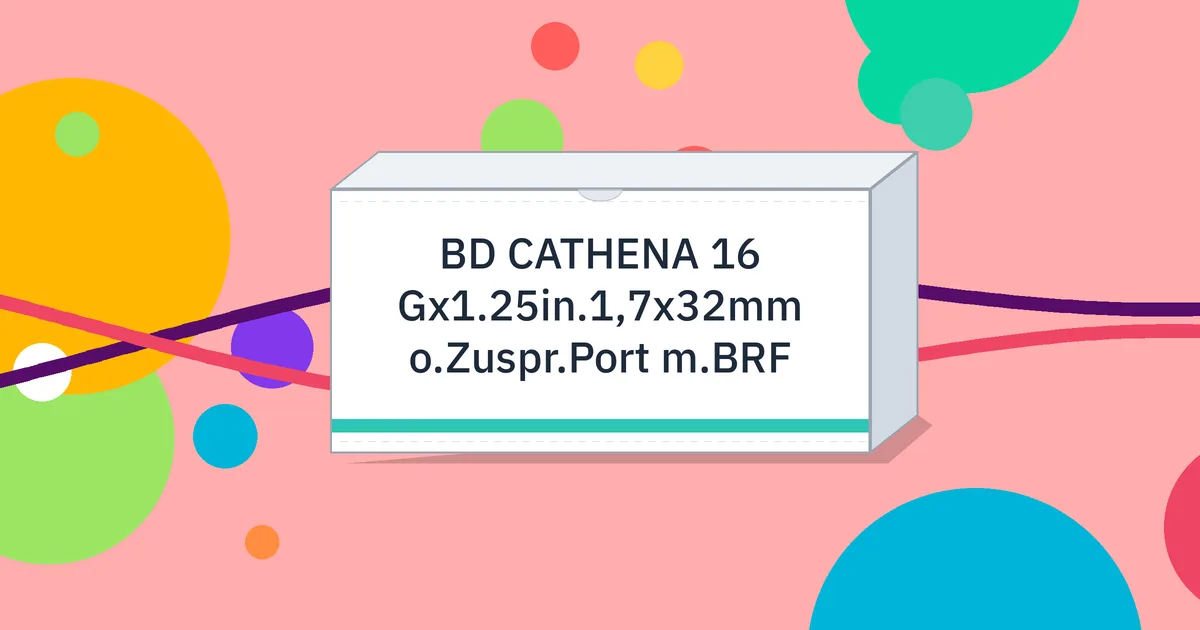 Symbolbild: Packung mit der Aufschrift BD CATHENA 16 Gx1.25in.1,7x32mm o.Zuspr.Port m.BRF (PZN 17176772) – Verfügbarkeit und Bezug in Apotheken in Frankfurt am Main