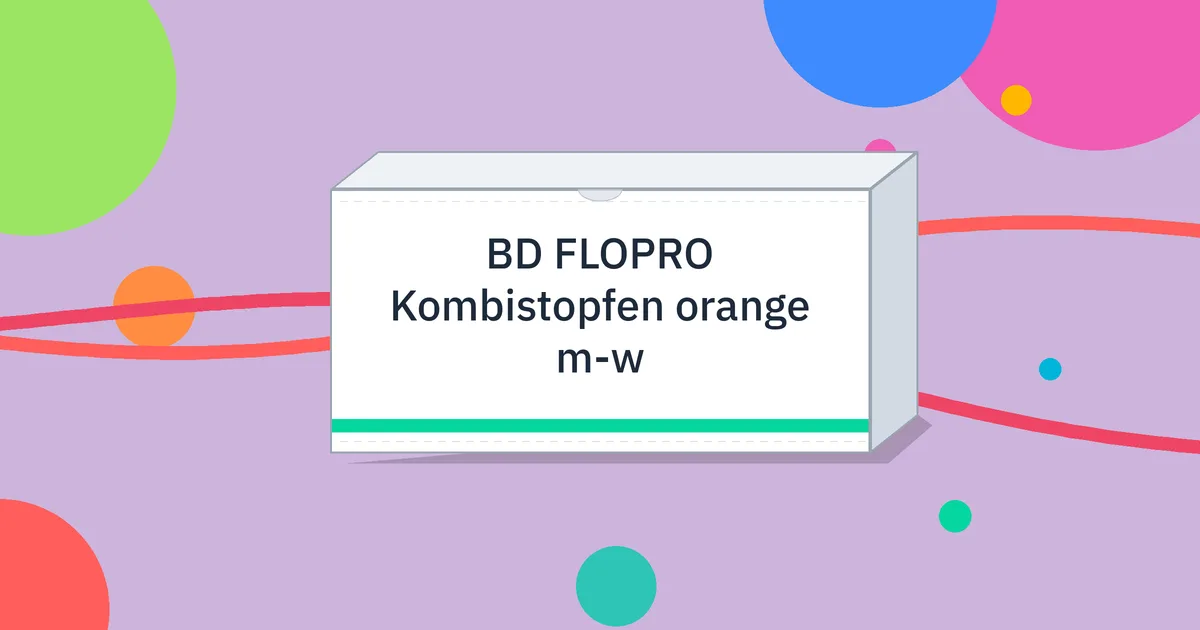 Symbolbild: Packung mit der Aufschrift BD FLOPRO Kombistopfen orange m-w (PZN 02063915) – Verfügbarkeit und Bezug in Apotheken in Frankfurt am Main