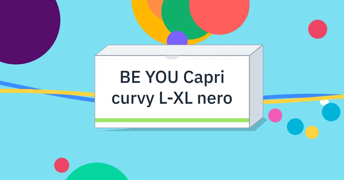 Symbolbild: Packung mit der Aufschrift BE YOU Capri curvy L-XL nero (PZN 19722173) – Verfügbarkeit und Bezug in Apotheken in Frankfurt am Main