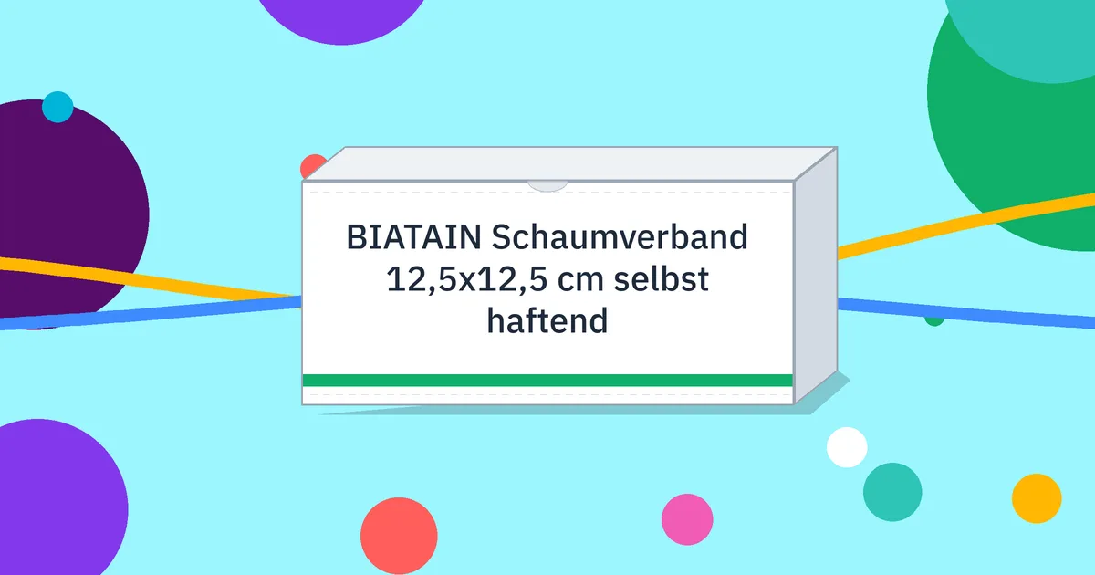 Symbolbild: Packung mit der Aufschrift BIATAIN Schaumverband 12,5x12,5 cm selbst haftend (PZN 12367378) – Verfügbarkeit und Bezug in Apotheken in Frankfurt am Main