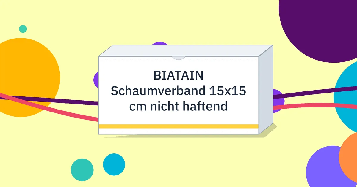 Symbolbild: Packung mit der Aufschrift BIATAIN Schaumverband 15x15 cm nicht haftend (PZN 12673112) – Verfügbarkeit und Bezug in Apotheken in Frankfurt am Main