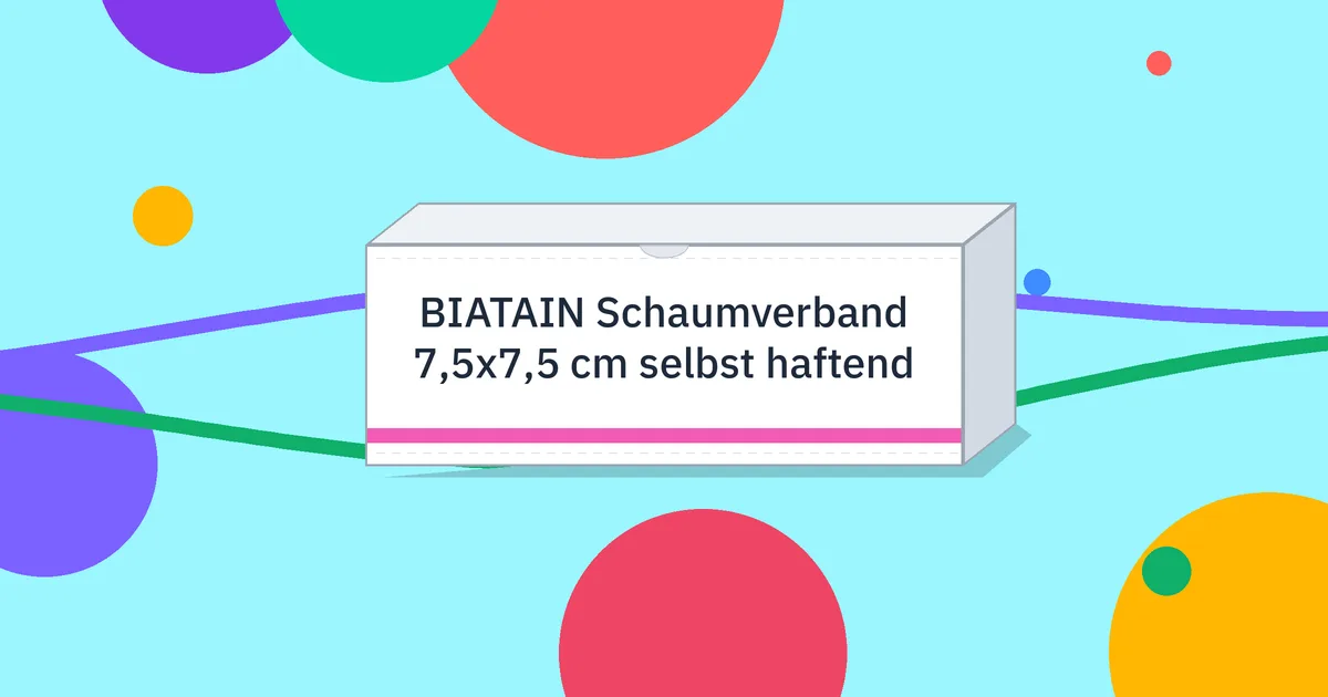 Symbolbild: Packung mit der Aufschrift BIATAIN Schaumverband 7,5x7,5 cm selbst haftend (PZN 04636054) – Verfügbarkeit und Bezug in Apotheken in Frankfurt am Main