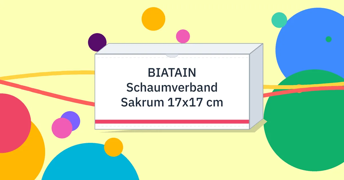 Symbolbild: Packung mit der Aufschrift BIATAIN Schaumverband Sakrum 17x17 cm (PZN 12653664) – Verfügbarkeit und Bezug in Apotheken in Frankfurt am Main