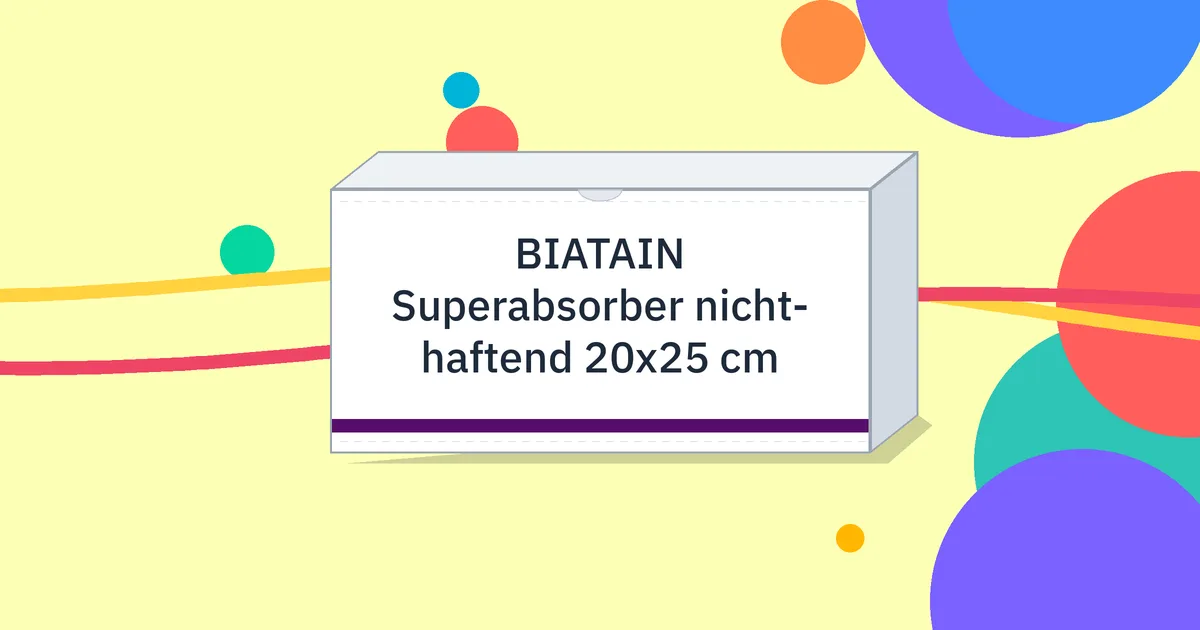Symbolbild: Packung mit der Aufschrift BIATAIN Superabsorber nicht-haftend 20x25 cm (PZN 19768382) – Verfügbarkeit und Bezug in Apotheken in Frankfurt am Main