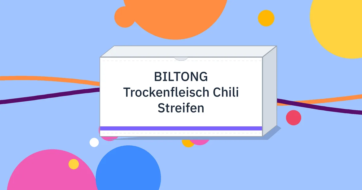 Symbolbild: Packung mit der Aufschrift BILTONG Trockenfleisch Chili Streifen (PZN 19665742) – Verfügbarkeit und Bezug in Apotheken in Frankfurt am Main