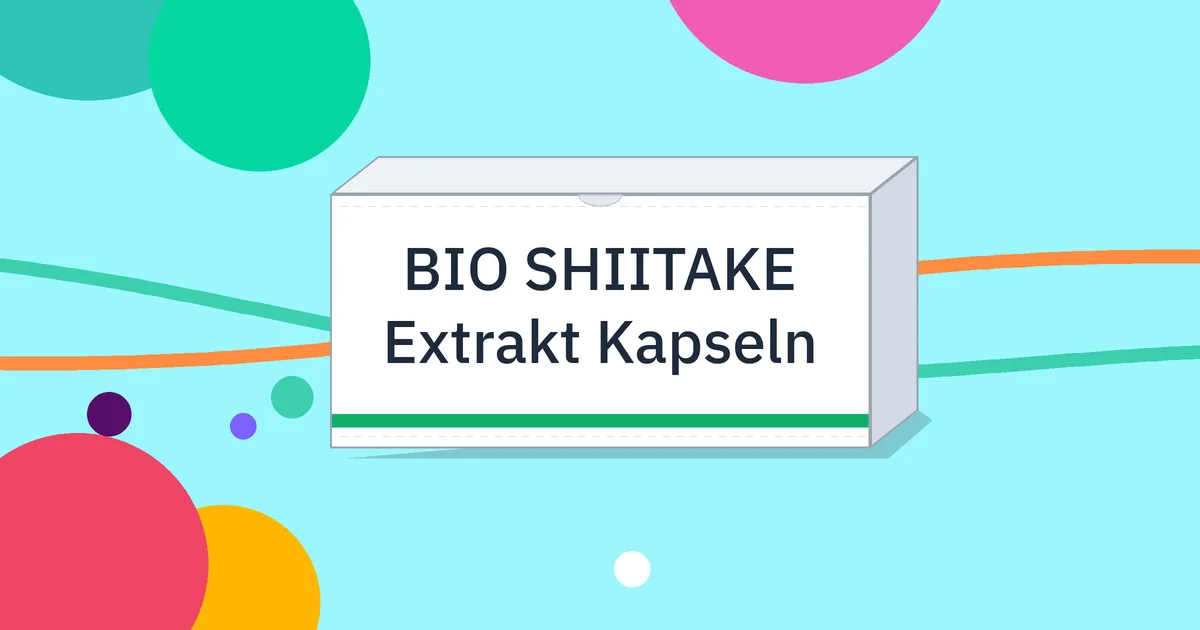 Symbolbild: Packung mit der Aufschrift BIO SHIITAKE Extrakt Kapseln (PZN 17627105) – Verfügbarkeit und Bezug in Apotheken in Frankfurt am Main