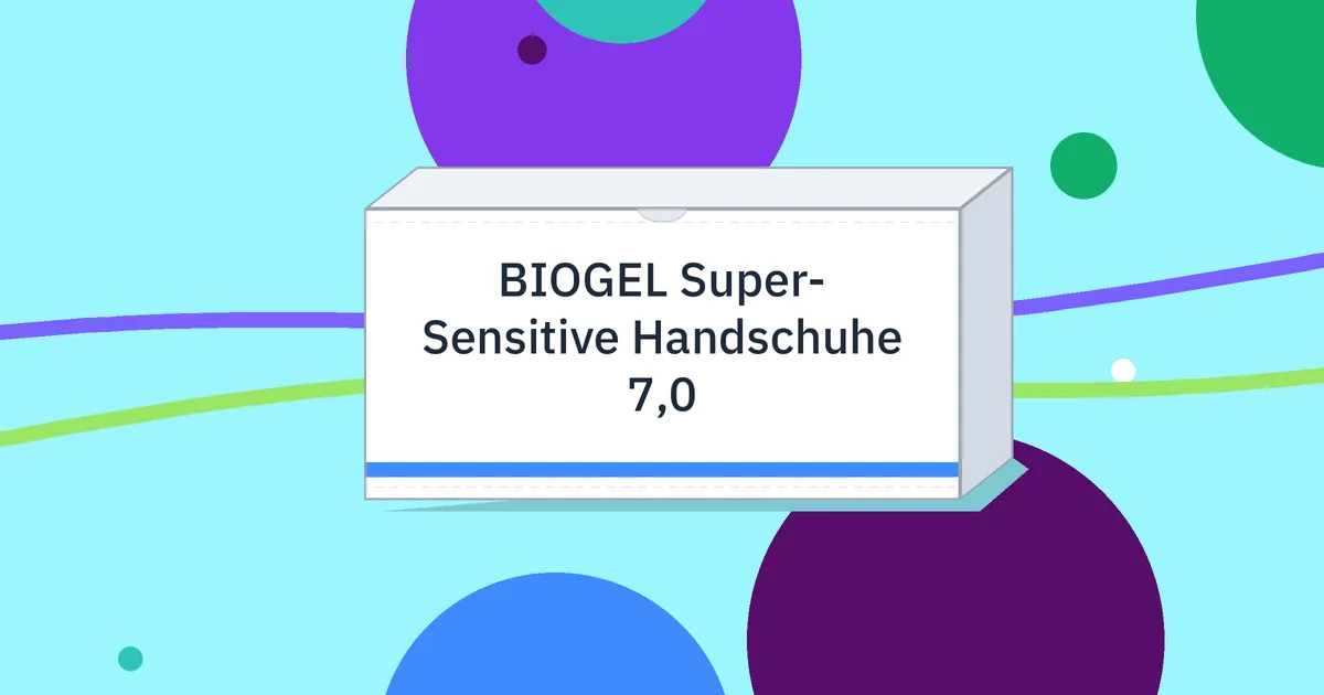 Symbolbild: Packung mit der Aufschrift BIOGEL Super-Sensitive Handschuhe 7,0 (PZN 04702420) – Verfügbarkeit und Bezug in Apotheken in Frankfurt am Main