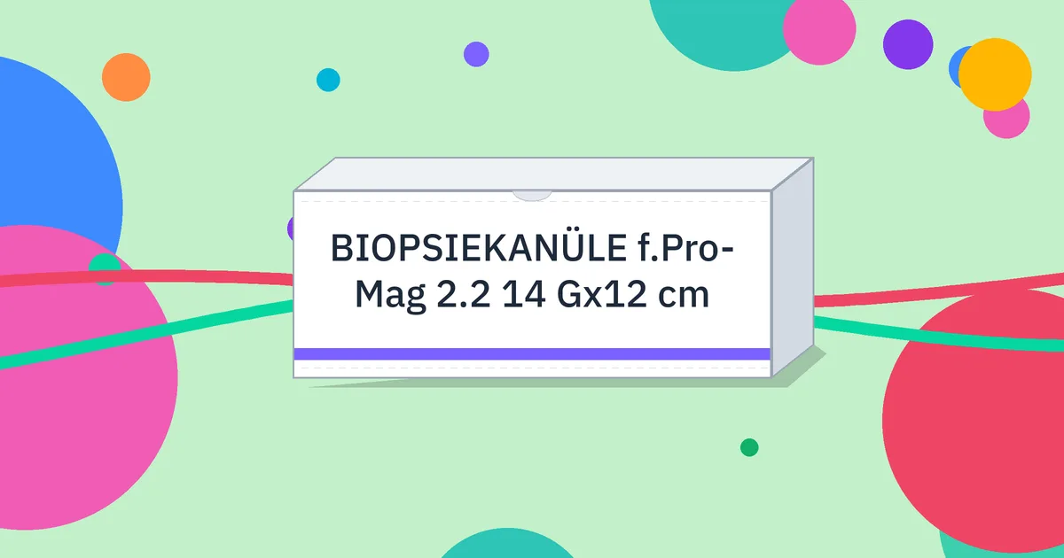 Symbolbild: Packung mit der Aufschrift BIOPSIEKANÜLE f.Pro-Mag 2.2 14 Gx12 cm (PZN 04507500) – Verfügbarkeit und Bezug in Apotheken in Frankfurt am Main