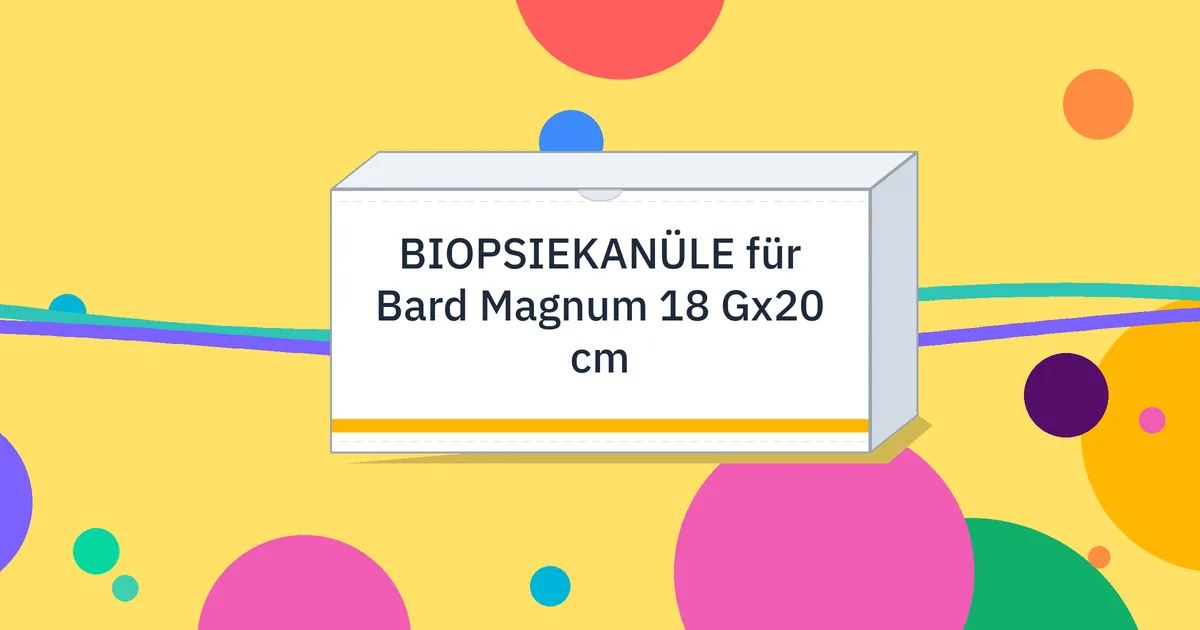 Symbolbild: Packung mit der Aufschrift BIOPSIEKANÜLE für Bard Magnum 18 Gx20 cm (PZN 04662488) – Verfügbarkeit und Bezug in Apotheken in Frankfurt am Main