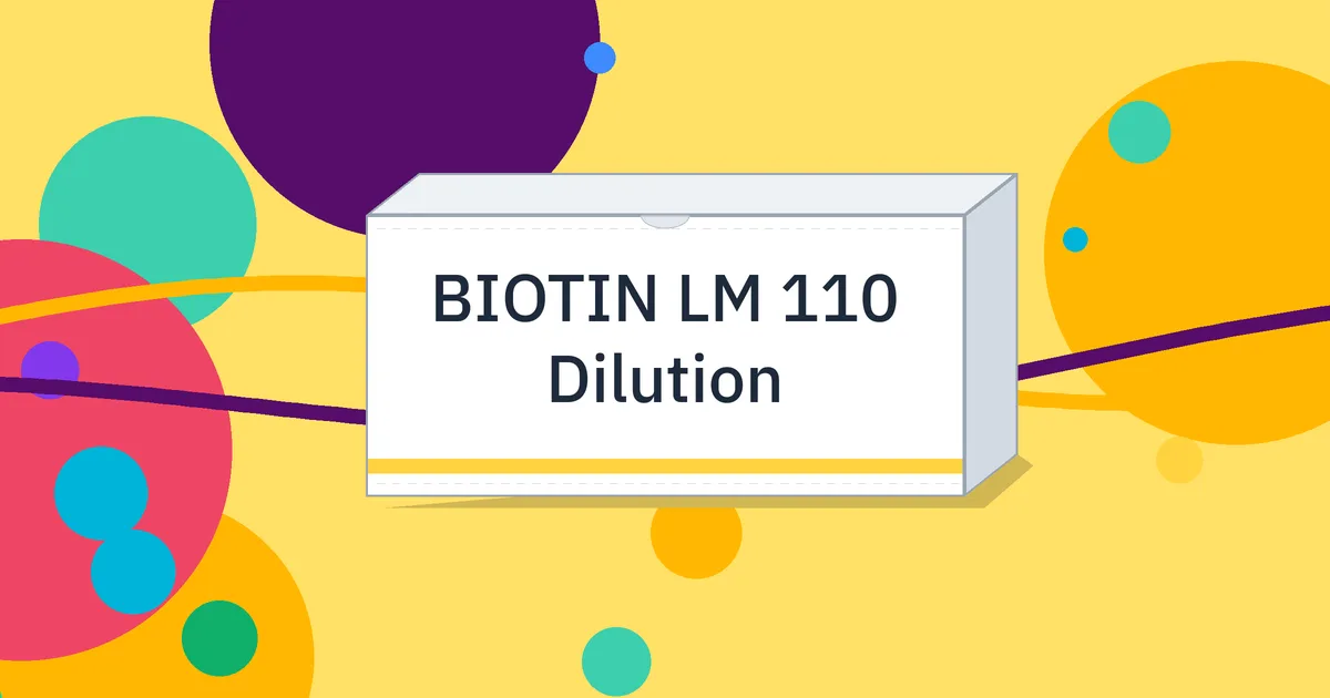 Symbolbild: Packung mit der Aufschrift BIOTIN LM 110 Dilution (PZN 12794554) – Verfügbarkeit und Bezug in Apotheken in Frankfurt am Main