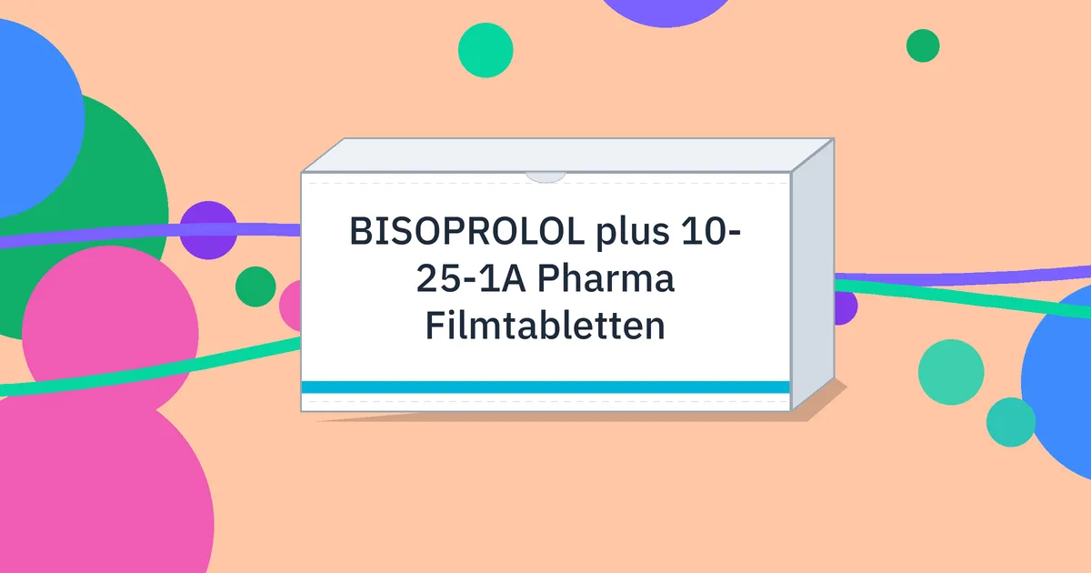 Symbolbild: Packung mit der Aufschrift BISOPROLOL plus 10-25-1A Pharma Filmtabletten (PZN 01623683) – Verfügbarkeit und Bezug in Apotheken in Frankfurt am Main