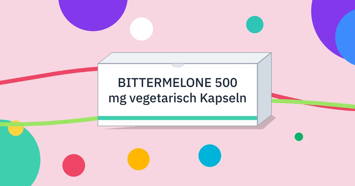 Symbolbild: Packung mit der Aufschrift BITTERMELONE 500 mg vegetarisch Kapseln (PZN 08402028) – Verfügbarkeit und Bezug in Apotheken in Frankfurt am Main