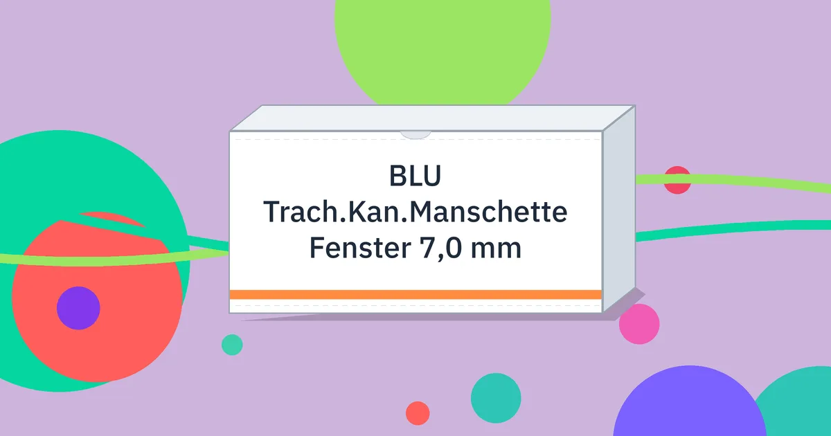 Symbolbild: Packung mit der Aufschrift BLU Trach.Kan.Manschette Fenster 7,0 mm (PZN 09216405) – Verfügbarkeit und Bezug in Apotheken in Frankfurt am Main