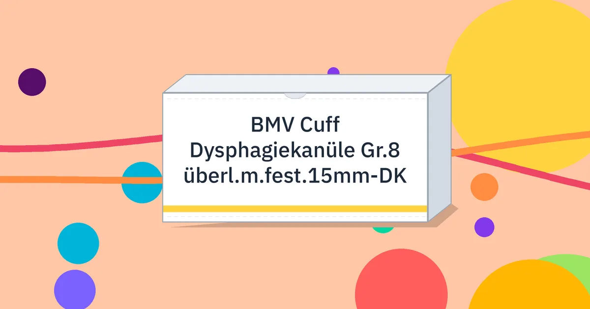 Symbolbild: Packung mit der Aufschrift BMV Cuff Dysphagiekanüle Gr.8 überl.m.fest.15mm-DK (PZN 18848498) – Verfügbarkeit und Bezug in Apotheken in Frankfurt am Main