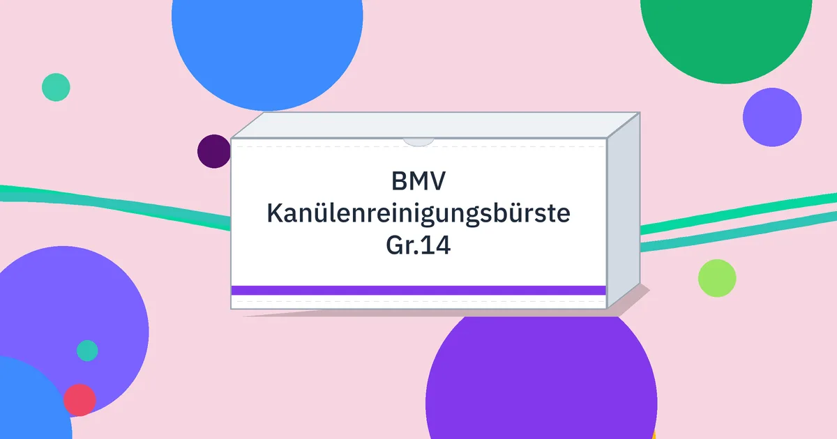 Symbolbild: Packung mit der Aufschrift BMV Kanülenreinigungsbürste Gr.14 (PZN 10083211) – Verfügbarkeit und Bezug in Apotheken in Frankfurt am Main