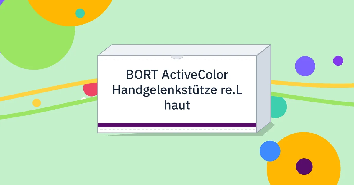 Symbolbild: Packung mit der Aufschrift BORT ActiveColor Handgelenkstütze re.L haut (PZN 13423920) – Verfügbarkeit und Bezug in Apotheken in Frankfurt am Main