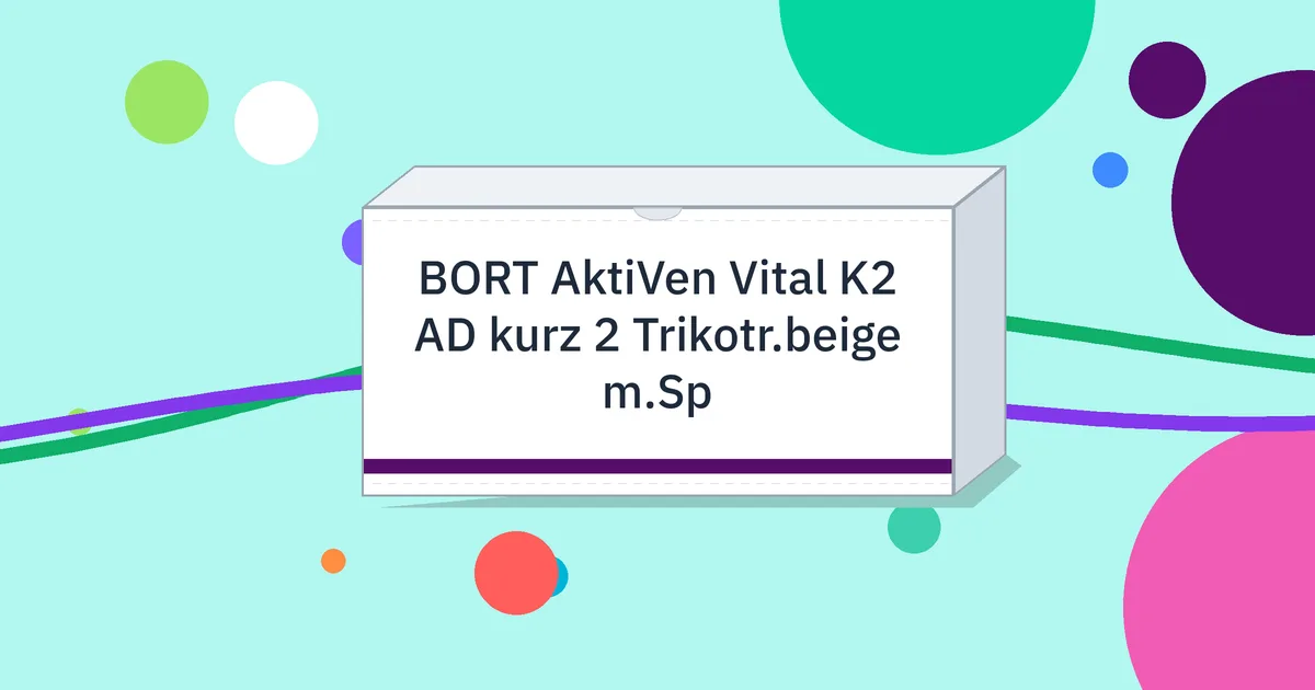 Symbolbild: Packung mit der Aufschrift BORT AktiVen Vital K2 AD kurz 2 Trikotr.beige m.Sp (PZN 13727235) – Verfügbarkeit und Bezug in Apotheken in Frankfurt am Main