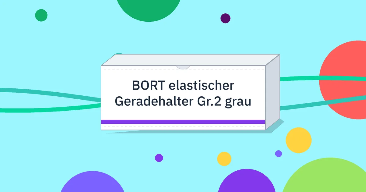 Symbolbild: Packung mit der Aufschrift BORT elastischer Geradehalter Gr.2 grau (PZN 16878578) – Verfügbarkeit und Bezug in Apotheken in Frankfurt am Main