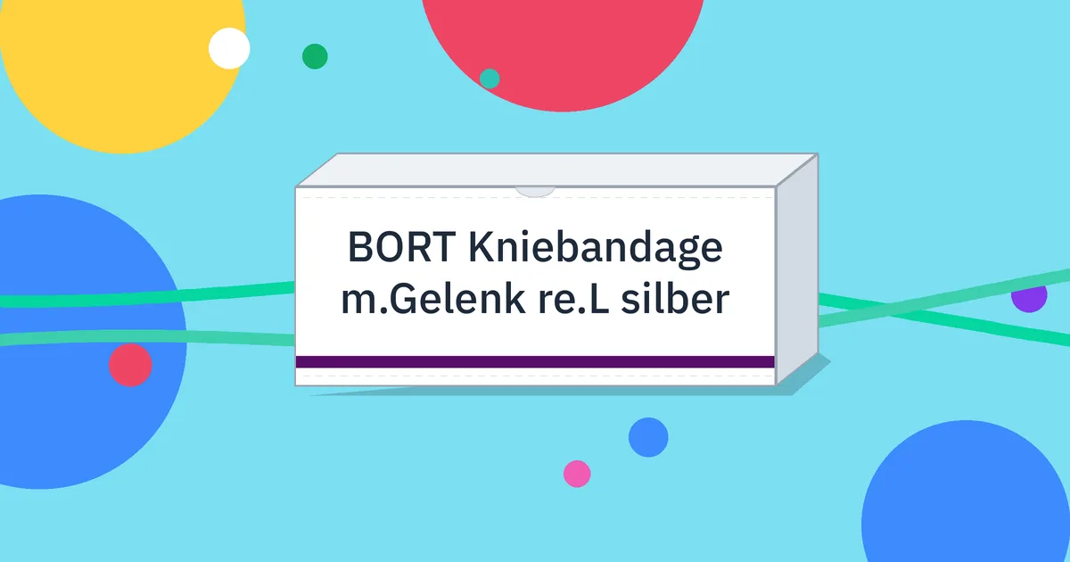 Symbolbild: Packung mit der Aufschrift BORT Kniebandage m.Gelenk re.L silber (PZN 11055352) – Verfügbarkeit und Bezug in Apotheken in Frankfurt am Main