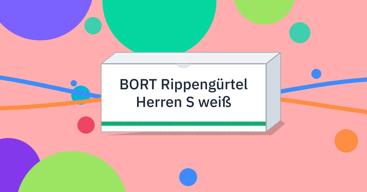 Symbolbild: Packung mit der Aufschrift BORT Rippengürtel Herren S weiß (PZN 02687892) – Verfügbarkeit und Bezug in Apotheken in Frankfurt am Main