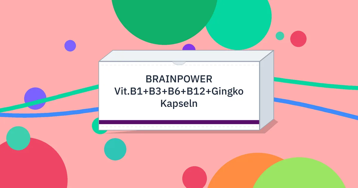 Symbolbild: Packung mit der Aufschrift BRAINPOWER Vit.B1+B3+B6+B12+Gingko Kapseln (PZN 18317447) – Verfügbarkeit und Bezug in Apotheken in Frankfurt am Main